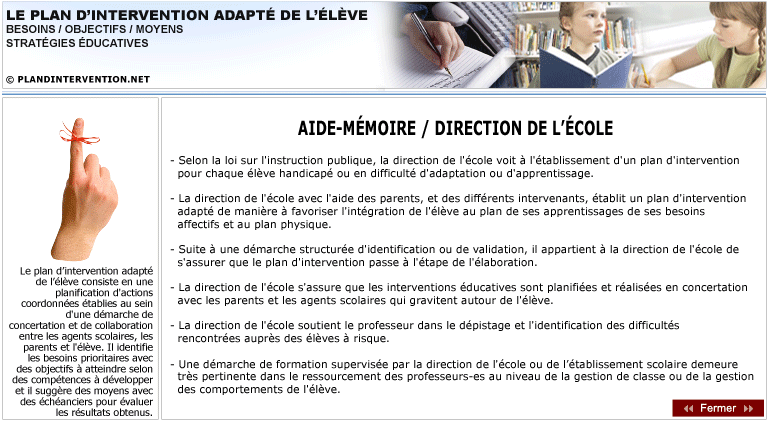 Plan d'intervention de l'élève